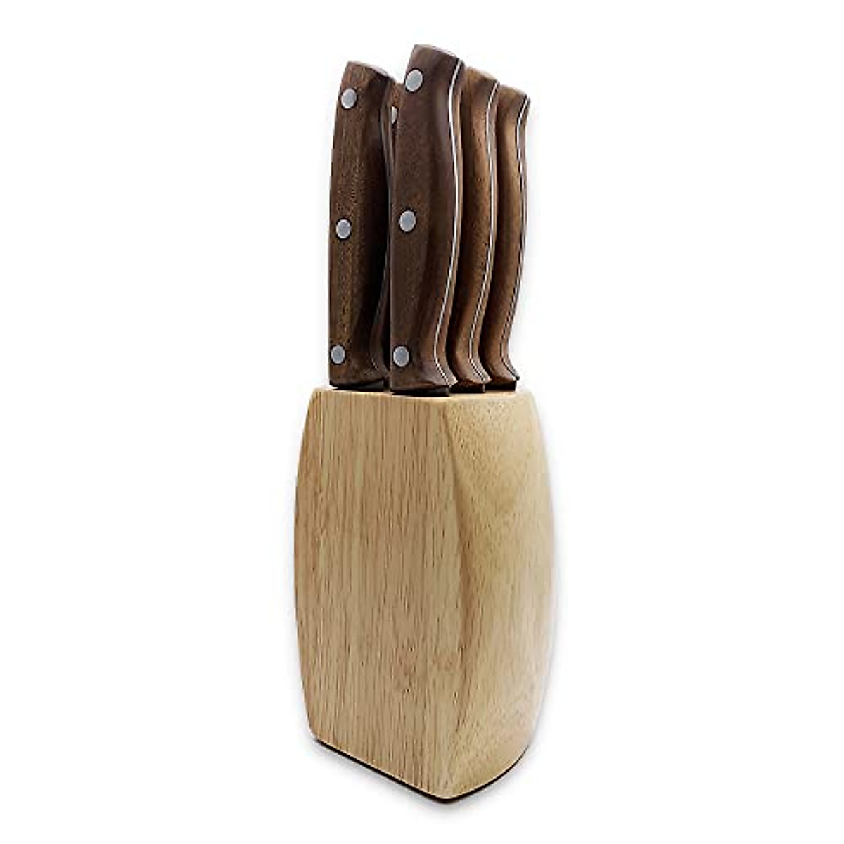 IDEAL ERA Farmhouse Kitchen Decoration Knife Block For Steak Knives 5 Inch Utility Knives 6 Piece Slot Organizer Durable 100% Natural Wood 3.7x2.4x5inches, Light Brown (D-01)