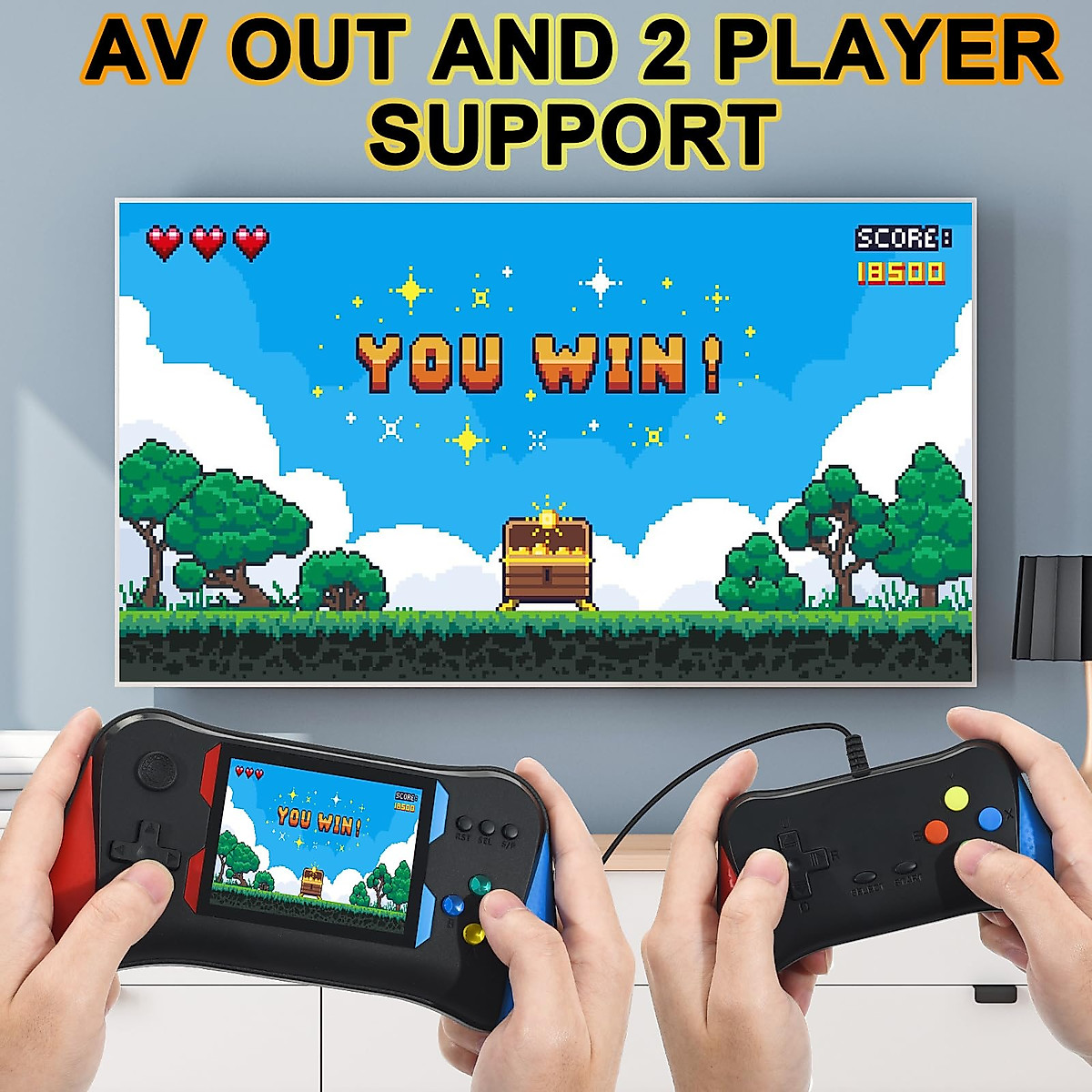 HAndPE Handheld Game Console, Retro Super Mini Game Player 500 Classical FC Games 3.5-Inch Color Screen Support for Connecting TV & Two Players 1020mAh Rechargeable Battery Present for Kids and Adult