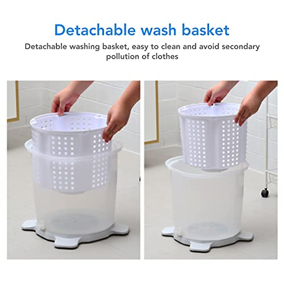 Manual Washing Machine, Non Electric Portable Compact Hand Powered Mini Washing Machine, Washer and Spin Dryer, Hand Crank Clothes Washer for Dorms, Apartments, Camping
