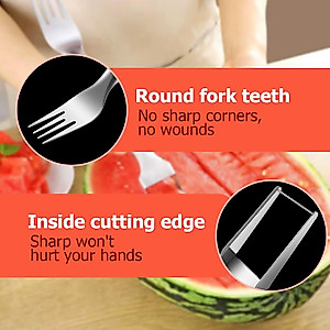 2-In-1 Stainless Steel Fruit Cutter, 2024 New Portable Watermelon Cutter Slicer Tool Melon Cube Cutter, Watermelon Windmill Fork Slicer Cutter for Summer Family Party Camping (1 Pc)
