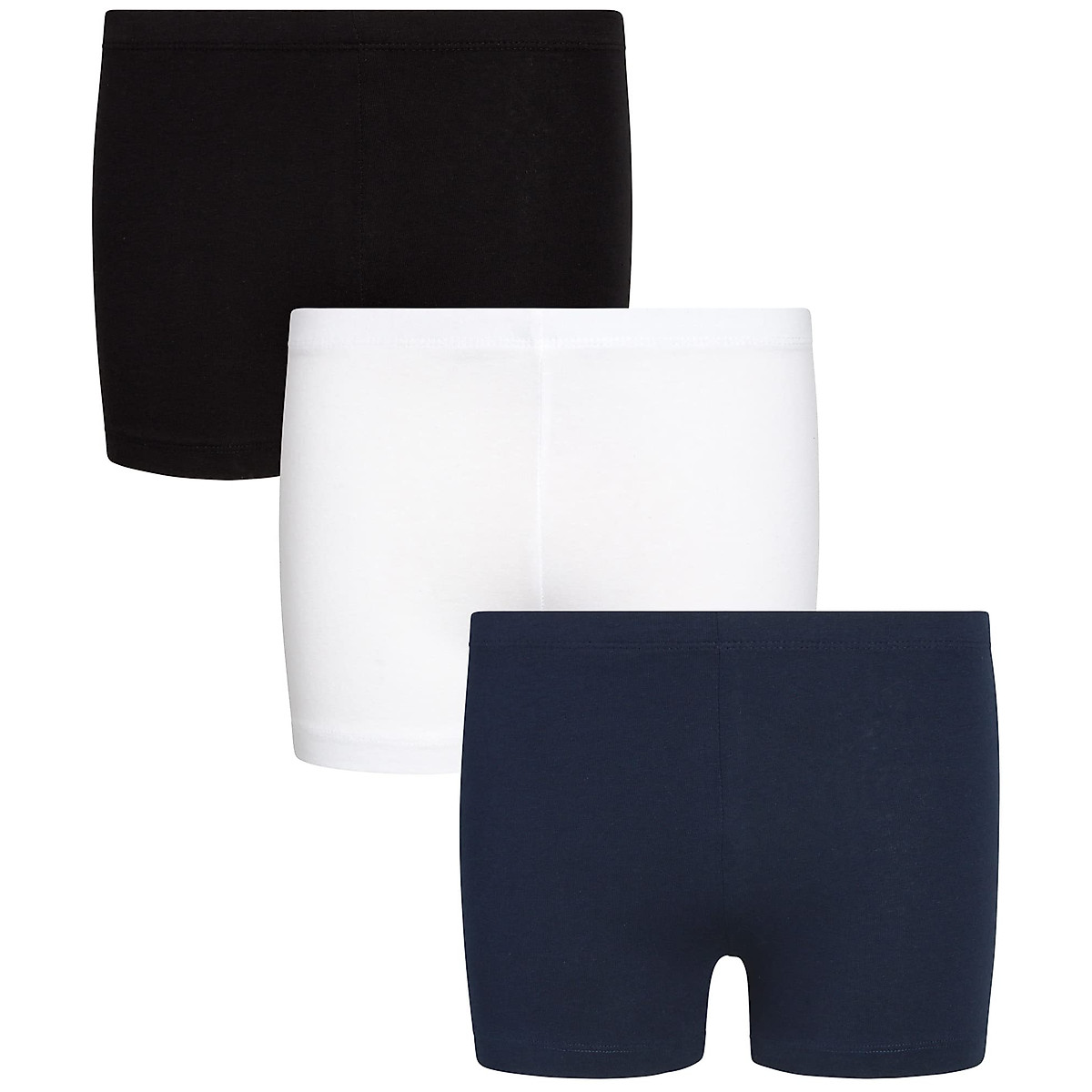 French Toast Girls Biker Shorts - 3 Pack Under Shorts for Uniforms, Skirts, Dresses - Dance Cartwheel Shorts for Girls (4-16), Size 10-12, Black/White/Navy