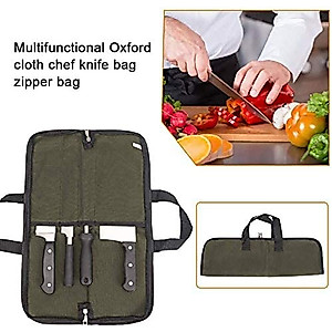 QEES Knife Roll,Heavy Duty Knife Bag,Waxed Canvas knife Case with 4 Slots For Knives & Kitchen Tools,Chef Knife Bag With Handle.Portable Knife Roll Bag For Chefs Culinary Traveling.Knives Pouch