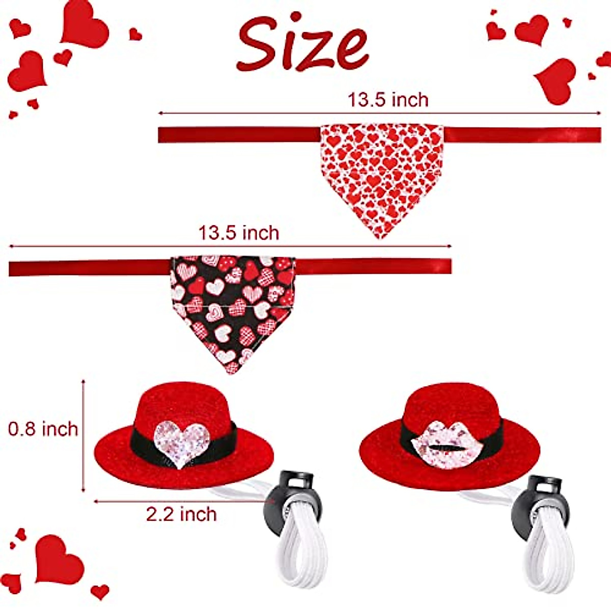 JOTFA 4 Pcs Bearded Dragon Valentine’s Day Costumes, Lizard Valentine’s Day Hats Bandanas Lizard Scarf Valentines Outfits for Bearded Dragon Lizard Hamster Guinea Pig Small Animal