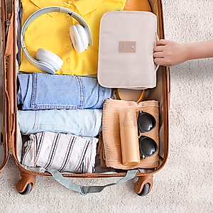 Yeegras Hanging Toiletry Bag for Women, Travel Size Toiletries bags with Hook, Travel Makeup Bag for Cosmetic Storage Organizer Beige