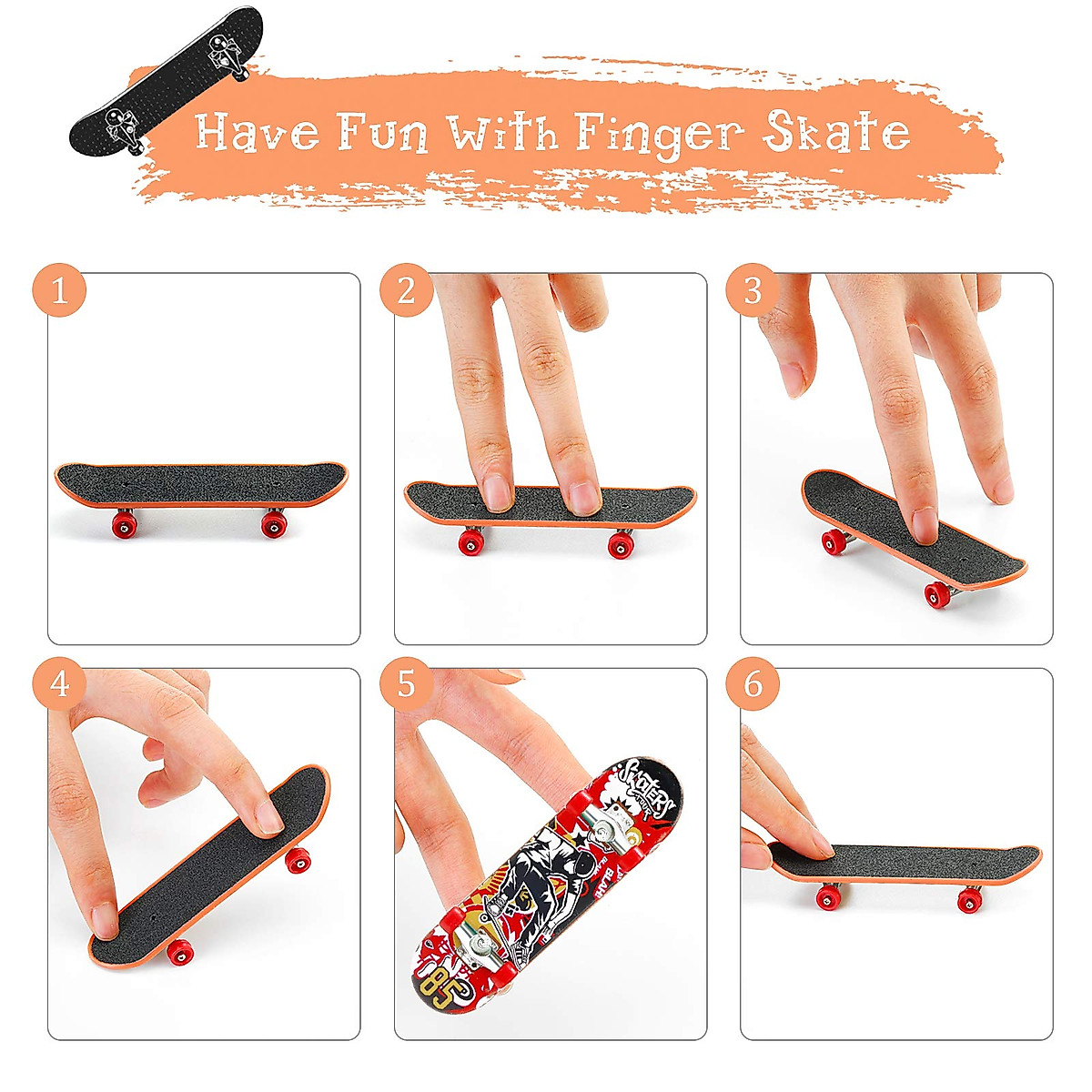 Skylety 31 Pieces Mini Finger Toys Set for Boy Girl Includes 6 Finger Skateboards, 4 Finger Bikes, 2 Mini Scooters 4 Swing Board 8 Matched Wheels 7 Tool Accessories Educational Toy Party Favor (Cool)