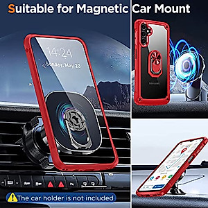 GOLDJU for Samsung Galaxy A14 5G Case, Galaxy A14 Case with [1P Screen Protector]& [1P Camera Lens Protector]& [Metal Kickstand]& [10FT Military Grade Drop Protection] Clear Back 2023(Red)