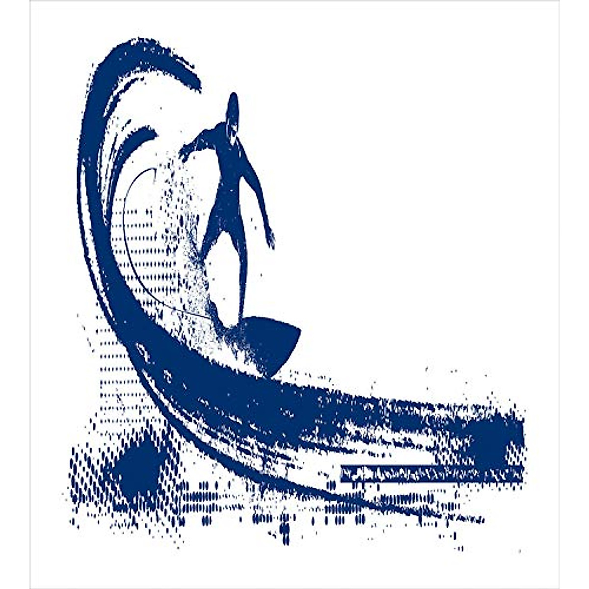 Ambesonne Surfboard Duvet Cover Set, Water Sports Activity Related Weathered Pattern of Pipeline Wave and Surfer, Decorative 3 Piece Bedding Set with 2 Pillow Shams, Queen Size, White Dark Blue