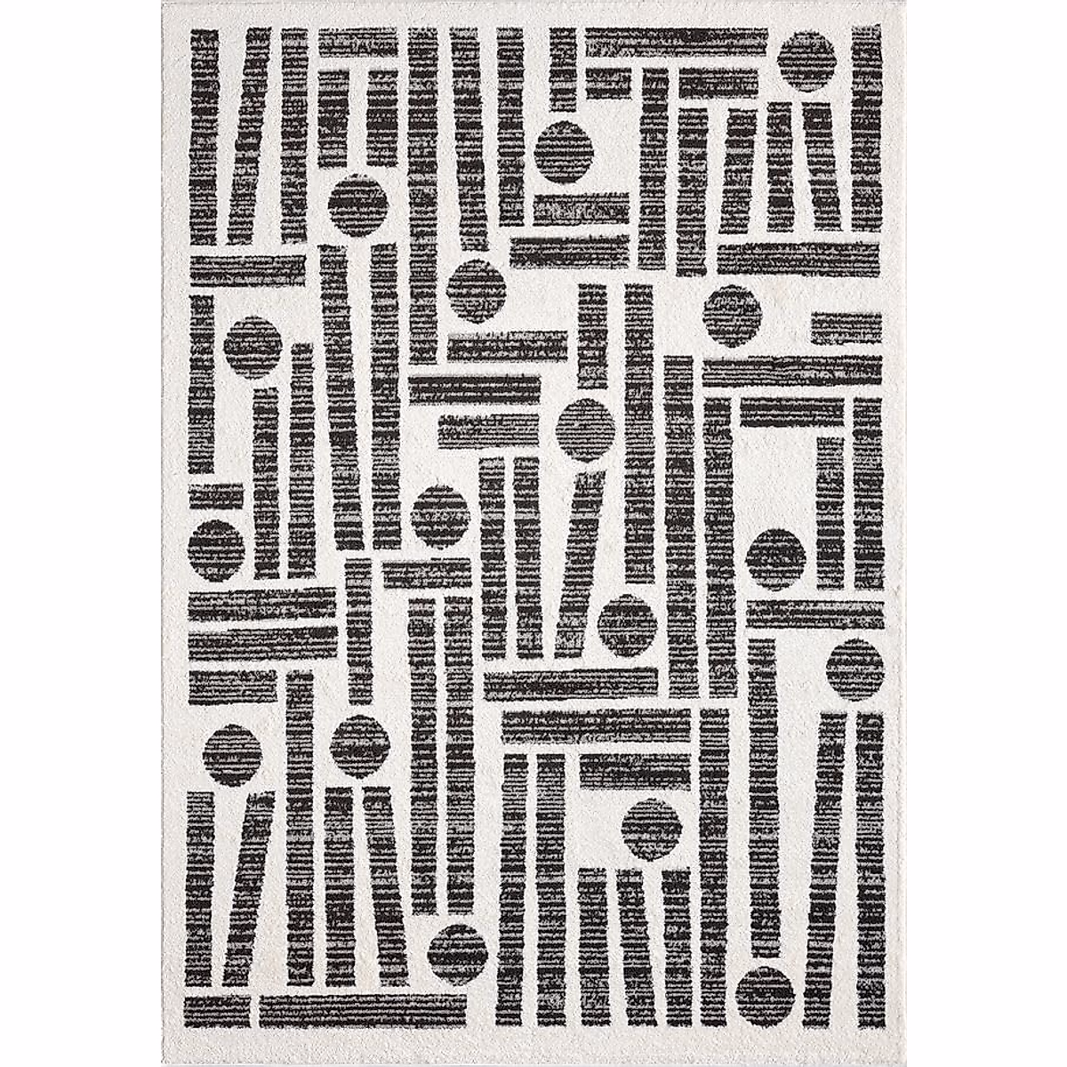 Abani Nomad Cream & Grey Area Rug 2' x 3' for Living Room, Bedroom - Geometric Pattern - Durable & Easy to Clean