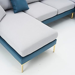 HANLIVES 108.5 Inch 4-Seat Sofa Couch,Modern Fabric U Shaped Living Room Furniture Set with 4 Throw Pillows,Upholstered 4 Seater Sectional Sleeper Sofa with Thicken Foam for Bedroom Office Apartment