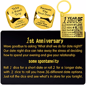 1st Anniversary Dice,1st Wedding Anniversary Dice for Couples,1 Years Anniversary Date Night Dice Gift,1 Years Anniversary for Her,1st Anniversary for Husband