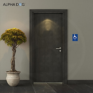 ALPHA DOG ADA SIGNS - Handicap Exit Sign with Braille for Your Business, 8x6 Inch, ADA Compliant, Indoor or Outdoor, Easy Installation, Made in the USA, Blue