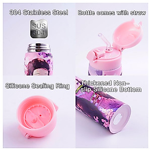 CNEISEJK Anime Slayer Water Bottle with Straw, Vacuum Insulated Kimetsu no Nezuko Tanjirou Cosplay Stainless Steel 16.9oz Cup Thermoses with Locking Cover Leak-Proof Design (WB-Douzi xg 2403), 500ML