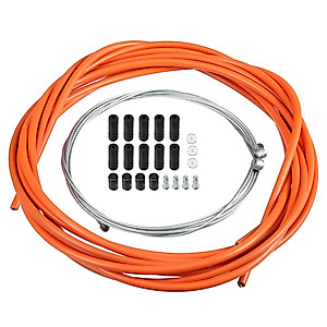 X AUTOHAUX 1 Set Universal Bicycle Shift Derailleur Cable and Brake Cable Kit for Bicycle Mountain Road Bike Orange