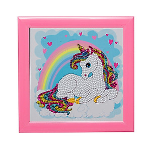 Craft Buddy Crystal Art CAFBL-4 Unicorn Rainbow, 16x16cm Frameable Crystal Art