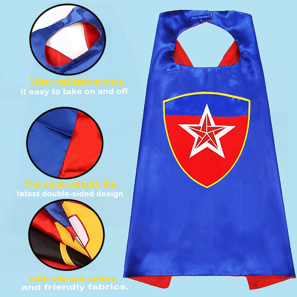 Superhero Capes and Masks for Halloween Cosplay Double Side Toy For Kids Best Gifts Yellow