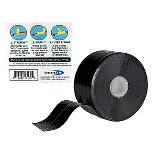 Rescue Tape, Self-Fusing Silicone Tape, Emergency Plumbing Pipe & Radiator Hose Repair, Electrical Insulation, 1" Width x 36' Length x 0.02" Thick, Black