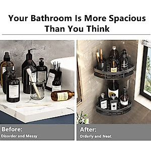 OVERWIND 2 Pack Corner Shower Caddy with 1 Soap Holder Adhesive Bathroom Shelf No Drilling Kitchen Racks Corner Shower Shelves Aluminum Shower Organizer Storage for Kitchen & Bathroom