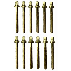 AIAS Brass Plated Tension Rods for Drums - (2 inch) - 12 Pack