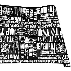 LovingWay 14.7 feet Wallpaper Roll Retro Newspaper Shelf Liner 17.7x177 Inch White Text Office File Cabinets Lining Black Paper Christmas Wall Decor
