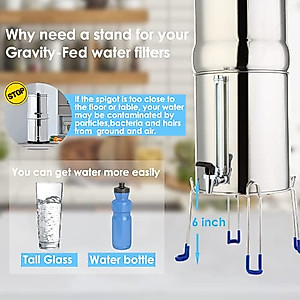 Water Filter Stand for Berkey, 8.6" Diameter 7" Tall, Compatible with Berkey Big and Travel Series Water Filter System, Polished Stainless Steel, Rubberized Non-Skid Feet