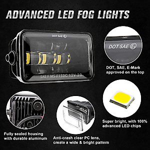 Upgrade LED Fog Lights DOT Bumper Fog Lamps Replacement for Ford F150 2015 2016 2017 2018 2019 2020 F150 (Black - without Halo)