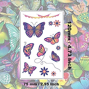 Ooopsiun Glitter Butterfly Temporary Tattoos for Girls -12 Sheets Butterfly Party Favors Decorations for Kids Women