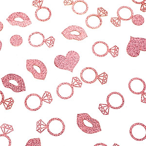 Grevosea 200Pcs Bachelorette Decorations Rose Gold Diamond Ring Confetti Engagement Party Decorations Glitter Bachelorette Rose Gold Confetti for Wedding Birthday Party Decoration