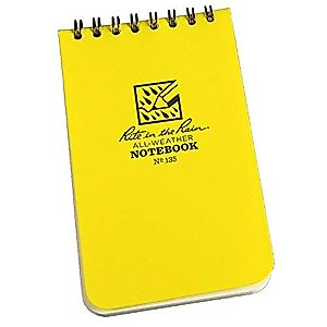 Rite in the Rain All-Weather Top-Spiral Notebook, 3" x 5", Yellow Cover, Universal Pattern, 3 Pack (No. 135-3)