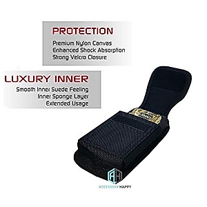 AH Military Grade Cell Phone Pouch Clip Holster Holder w/Belt Loop for iPhone 8 Plus 13 Pro Max 15 Plus, S24 Ultra Nylon Canvas Construction Cell Phone Holsters Fits Cell Phone w/Otterbox (Large)