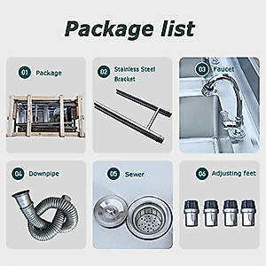 MARQI Compartment Commercial Kitchen Sink, Stainless Steel Sink, Indoor Outdoor Sink for Home Bar Unit Commercial