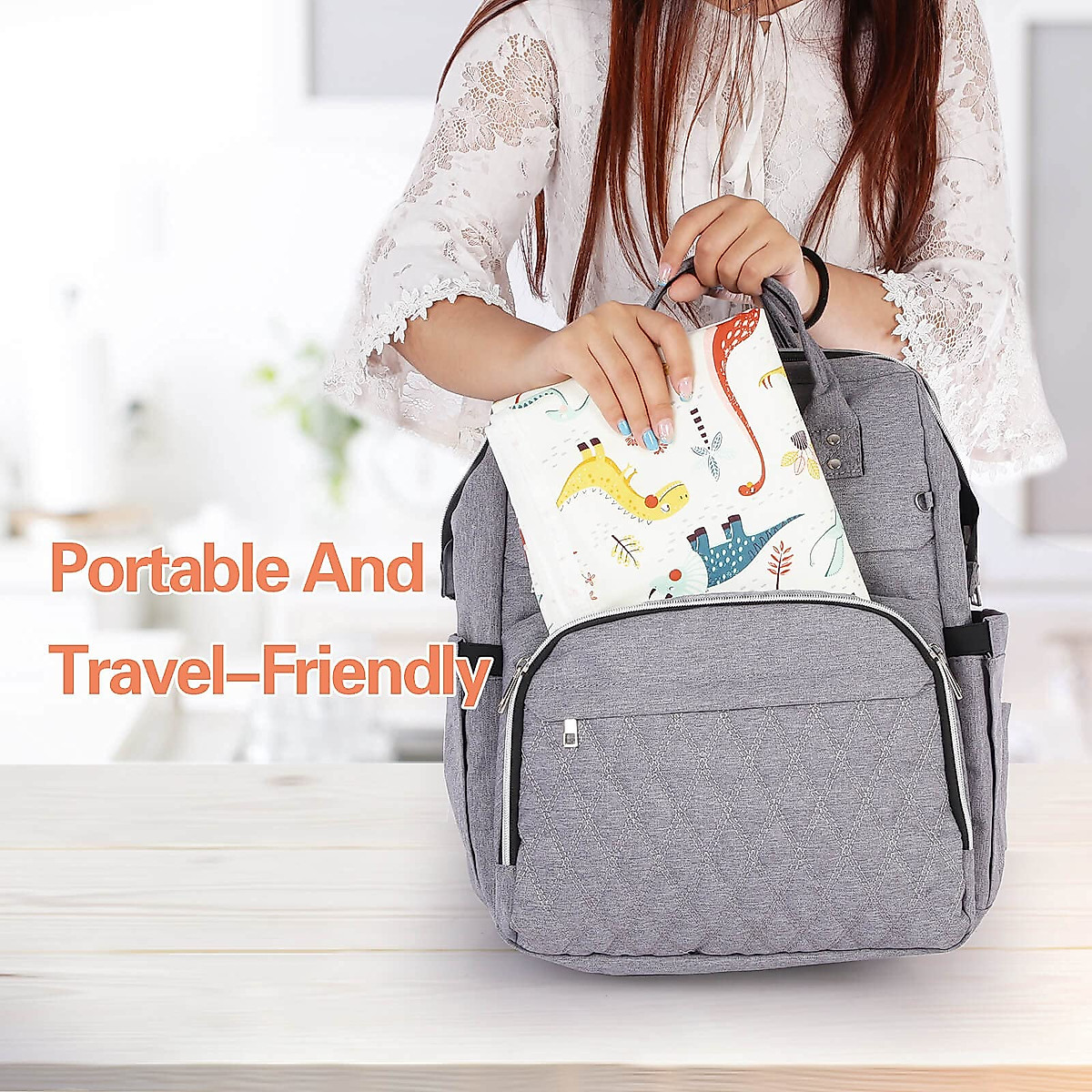 Baby Diaper Changing Pad, 21 5/8" x 31.5" Waterproof Changing Pad Liners 2Pack - Reusable Soft and Absorbent Portable Changing Mat(Dinosaur2PCS)