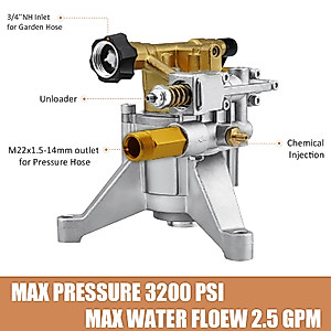 7/8" Shaft Vertical Pressure Washer Pump Max 3200 PSI @ 2.5 GPM & Replacement Washer Pump Compatible with HU80722 PS80944 GCV190 RY80930 and More Fit for Homelite, Ryobi, PowerStroke, Troy Bilt,etc.