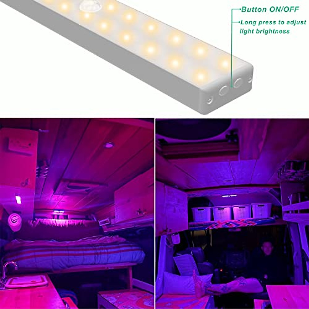 Under Cabinet Lighting Wireless, 48 LED 15 Colors Changeable Rechargeable RGB Under Cabinet Lights Remote Control Under Counter Lights Mini Night Light Bar for Indoor Display Shelf, 3 Pack