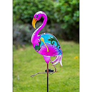 RUILAIYA Flamingo Solar Pathway Lights Outdoor,Garden Stake Decorative Yard Art Metal& Glass Waterproof for Patio Lawn Pathway-8 Lumens
