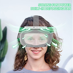 HiBloks Cooling Fan Face Cover for Meta/Oculus Quest 2 Accessories, Upgraded Soft PU Leather Face Cover, Quest 2 Cooling Fan Active Air Circulation Ventilation to Relieve Lens Fogging (2 Speeds)