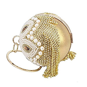YLLWH Beaded Ball Evening Bags with Tassels Women Wedding Bags Party Handbags Crystal Clutch Bags Chain Shoulder Bags