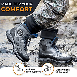 Foxelli Wading Boots – Lightweight Wading Boots for Men, Rubber Sole Wading Shoes, Fly Fishing Boots Grey