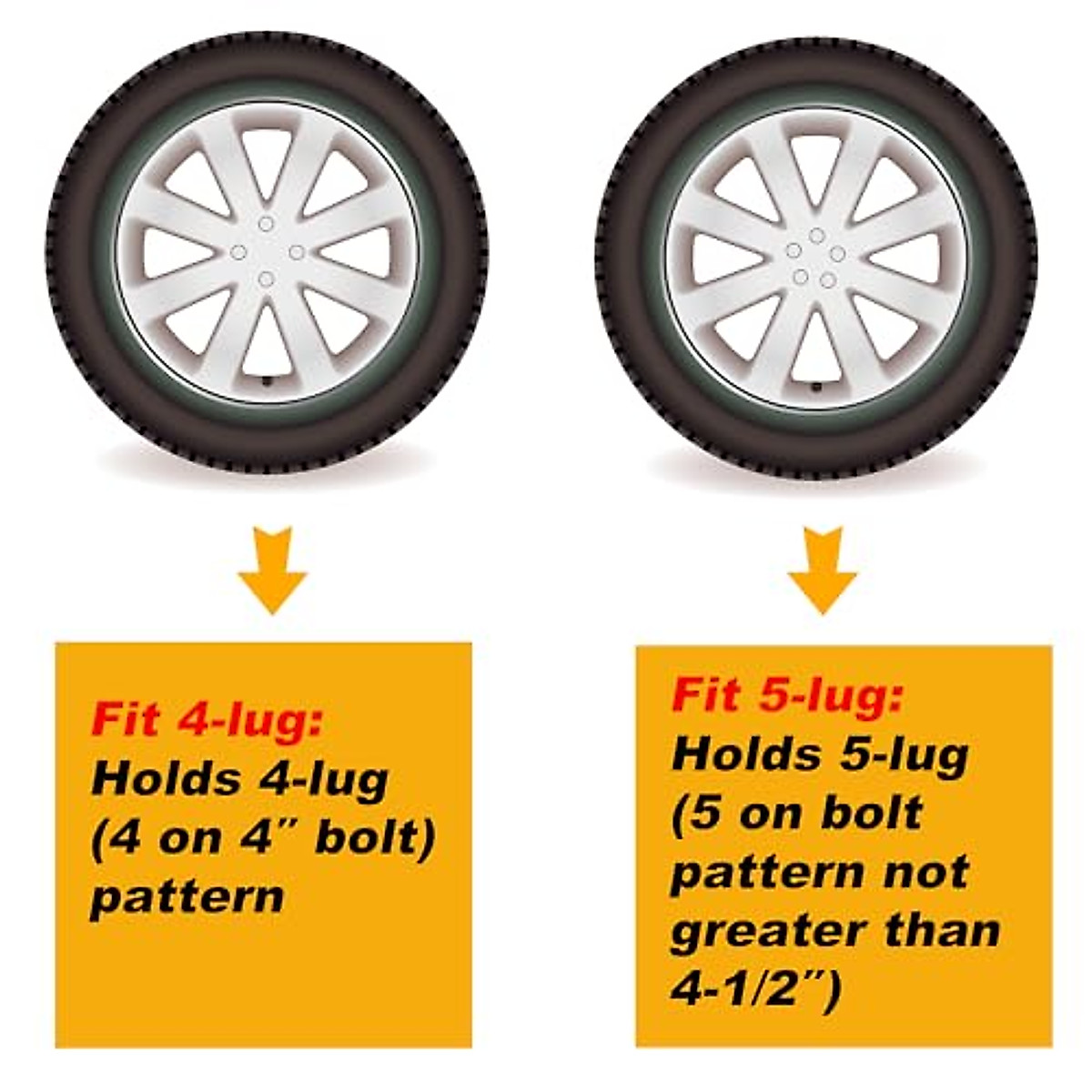 MaxxHaul 50214 Spare Tire Carrier Mount for Utility Boat Trailer Bracket Holds 4 Lugs (4 on 4" Bolt Pattern) and 5 Lugs (5 on 4-1/2" Bolt Pattern) Trailer Wheels