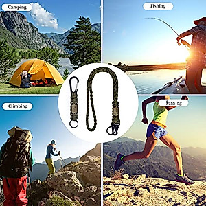 2 Pcs Heavy Duty Braided Paracord Lanyard Keychain with USA Flag, Parachute Rope Necklace Keychains, Braided Strong Lanyard with Metal HK Clip Key Ring for Outdoor Activities, Camera, Traveling