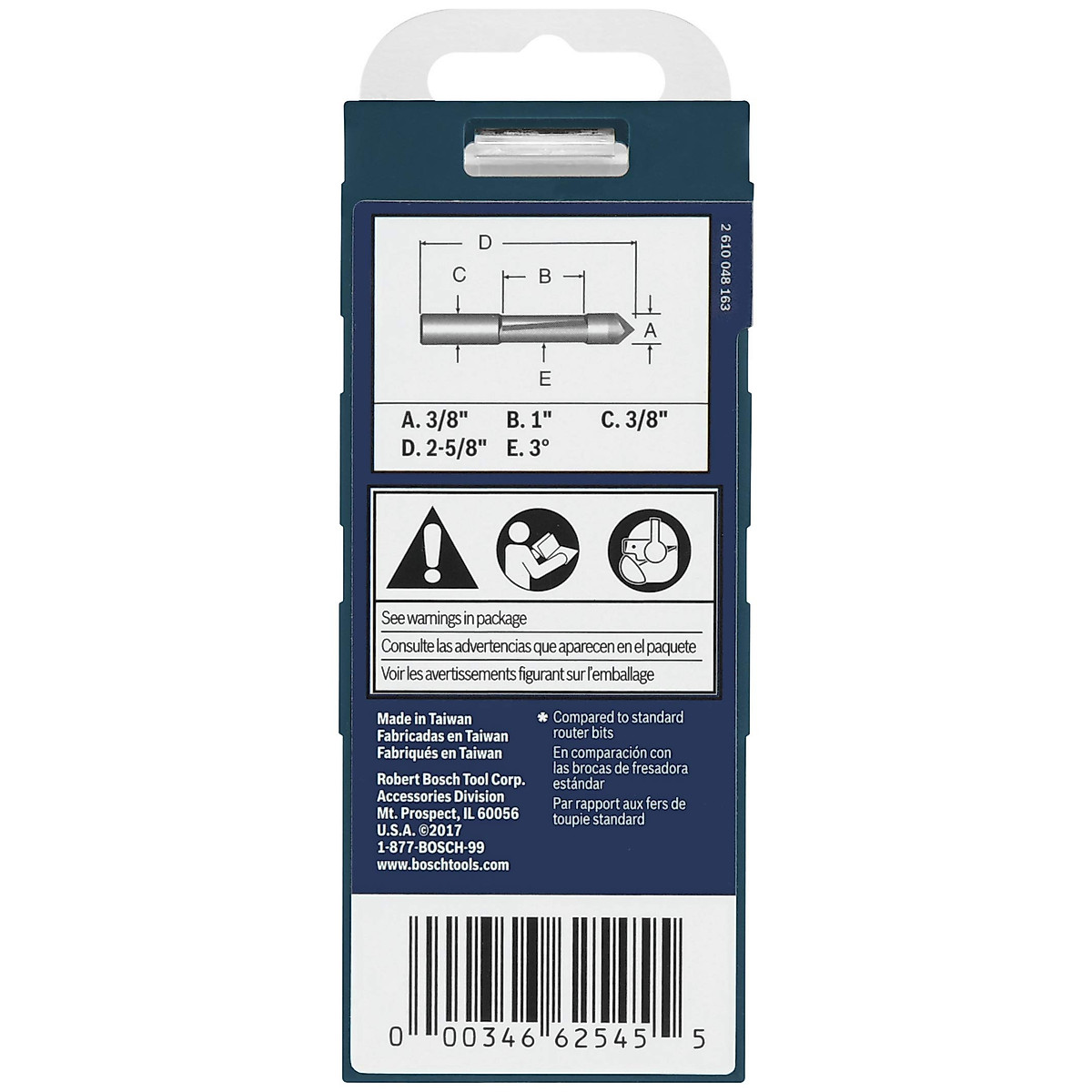 Bosch 85245MC 3/8 in. x 1 in. Carbide-Tipped Single-Flute Pilot Panel Concave Router Bit