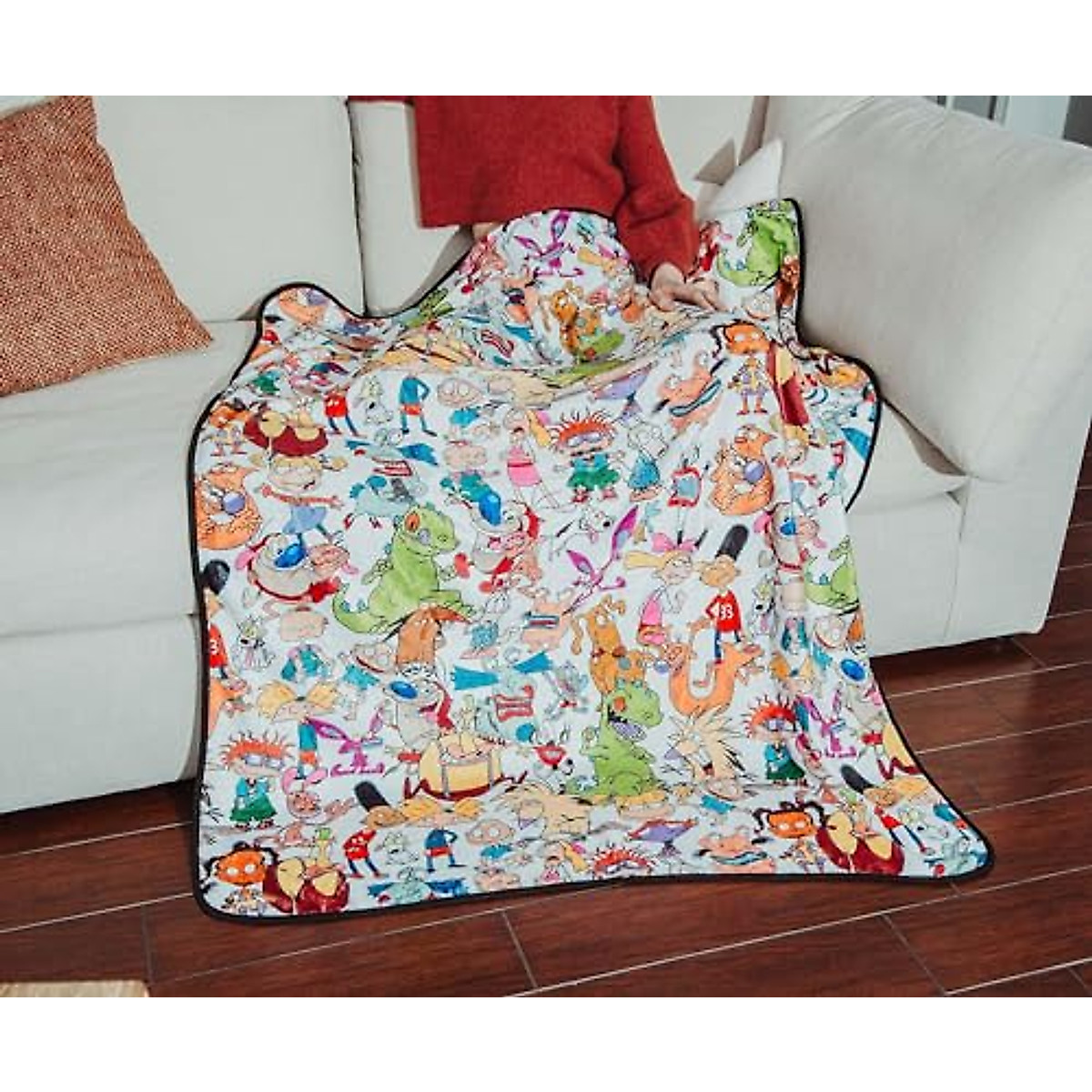 Nickelodeon Cartoon Collage Fleece Throw Blanket | Soft Polyester Cover For Sofa, Bed | 45 x 60 Inches