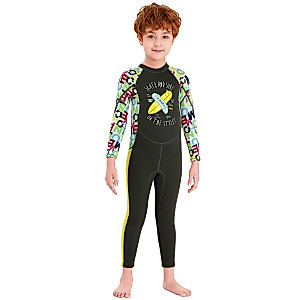 Little Kids Boys 2.5 mm Neoprene Long Sleeves Wetsuit Surfing Full Suits Full Body Neoprene Swimsuits Cartoon Thermal Diving Suits
