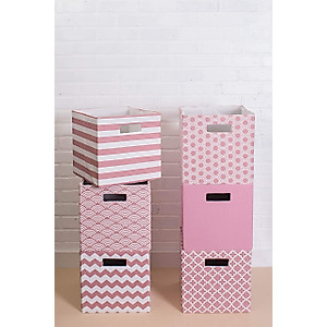 DII Hard Sided Collapsible Fabric Storage Container for Nursery, Offices, & Home Organization, (13x13x13") - Lattice Rose