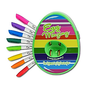 The Eggmazing Egg Decorator Easter Egg Decorator Kit - Arts and Crafts Set - Includes Egg Decorating Spinner and 8 Colorful Quick Drying Non Toxic Markers (Spring Green) - Packaging May Vary