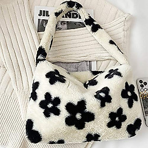 YFGBCX Plush Underarm Bag, Ladies Fluffy Shoulder Bag, Women Y2K Furry Purse Fluffy Tote Bag for Autumn and Winter
