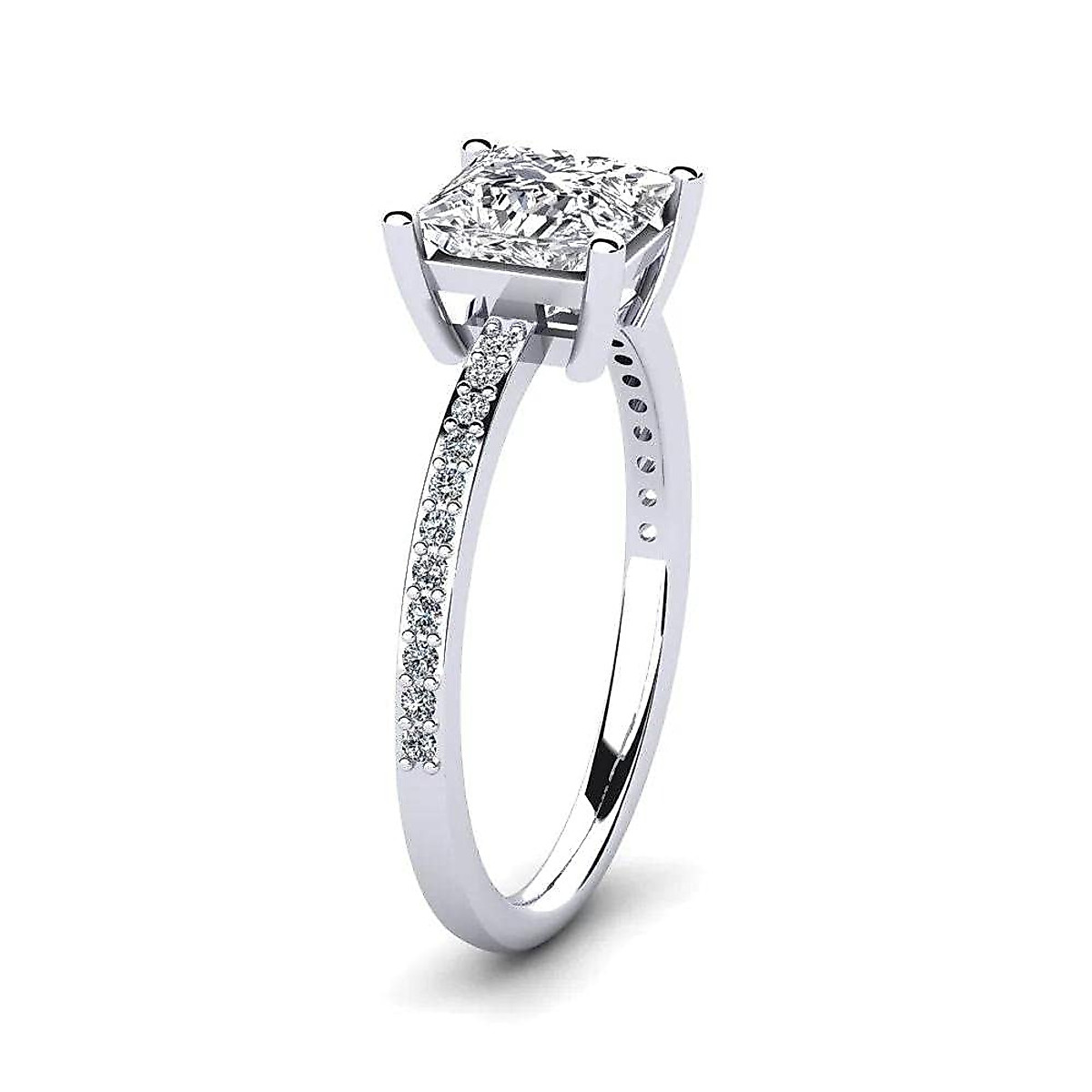 YDD Moissanite Engagement Rings Engagement Rings For Women Halo White Gold 1 Carat(1 CT) Princess Cut Brilliant Free Engraved 10K Size 9