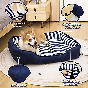 LinkRomat Dog Beds Large Sized Dog with Cushion, Extra Large Dog Bed Removable Washable & Waterproof Dog Bed, Indestructible Chew Proof Dog Bed Suit Medium & Large Dog, M, 35" L X 27" W X 6" Th