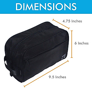 Slate Travel Waterproof Nylon Dopp Kit - Shaving Toiletry Bag Organizer (Black)