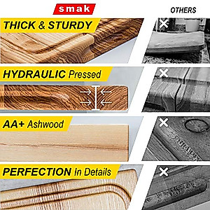 Extra Large Wood Cutting Board Large Wooden Cutting Boards for Kitchen 18x12x1.5 Butcher Block Countertop Wood Chopping Board Smak Ash Wood Bread Meat Cheese Cutting Board Serving Charcuterie Board