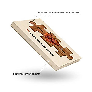 Bohva Personalized Couple Names Sign, Valentines Day Anniversary Wedding Gifts Idea for Him Her, Birthday Gift for Husband Wife Boyfriend Girlfriend, Custom Heart Puzzle Pieces Print On Wood